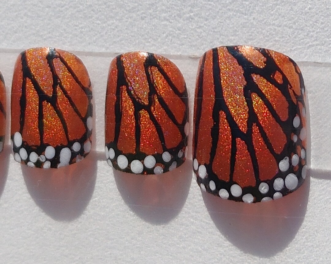 Monarch Butterfly Press on Nails Set - Etsy