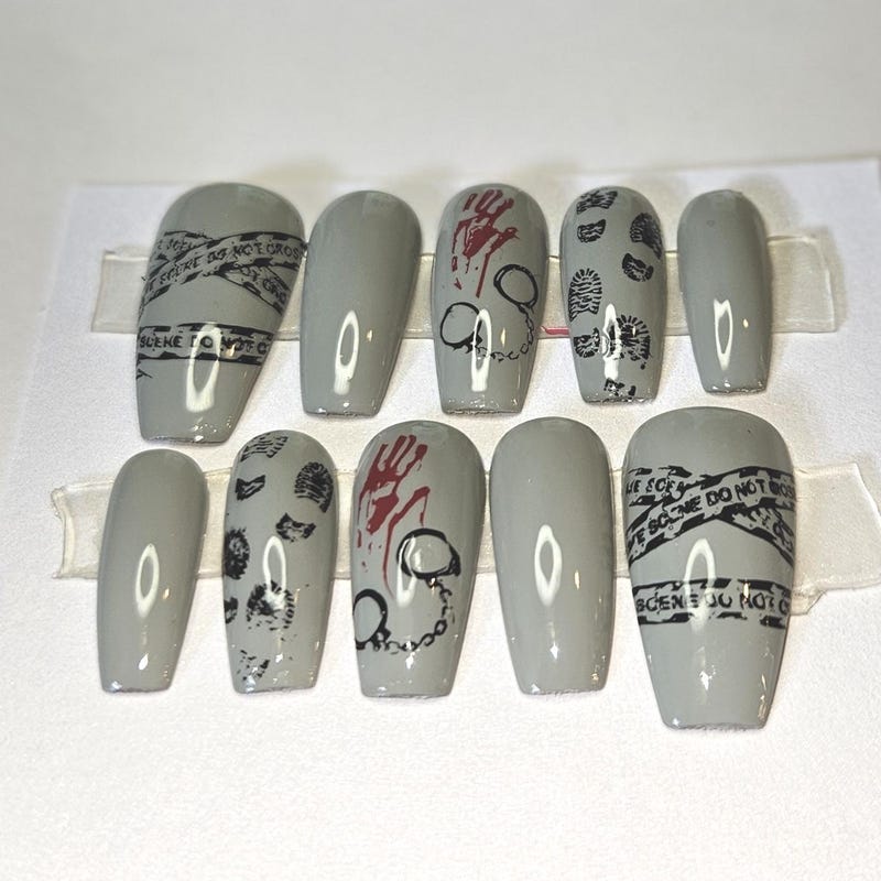 Medium Black Coffin Nails - Etsy