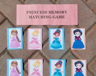 Princess Memory Matching Game, Princess Preschool Game - Etsy
