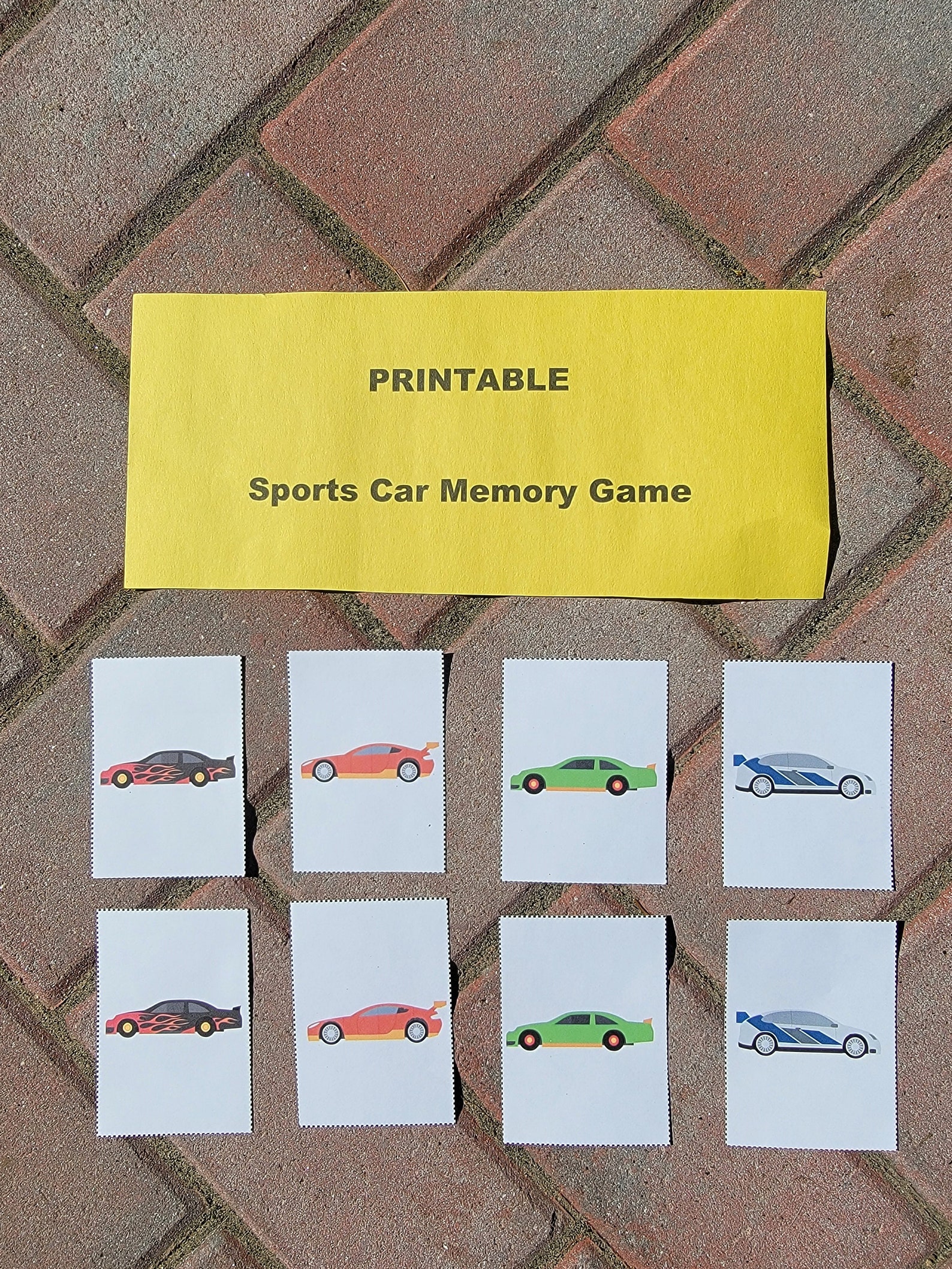 Sports Car Memory Game - Etsy
