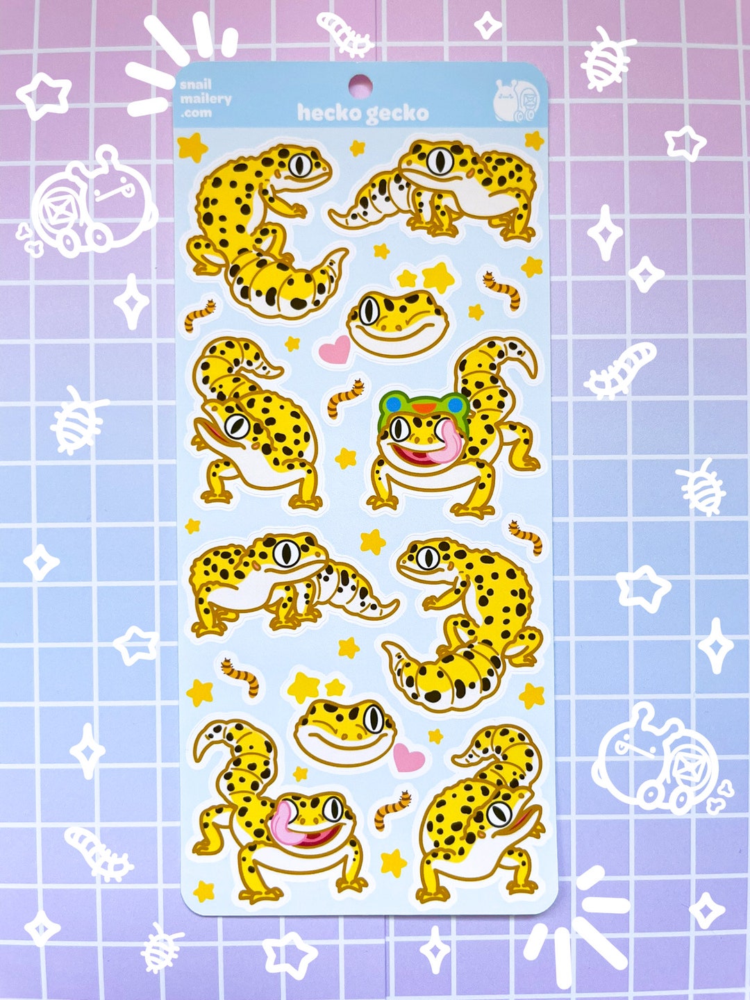Cute Leopard Gecko Reptile Lizard Stickers Sticker Sheet, Yellow ...