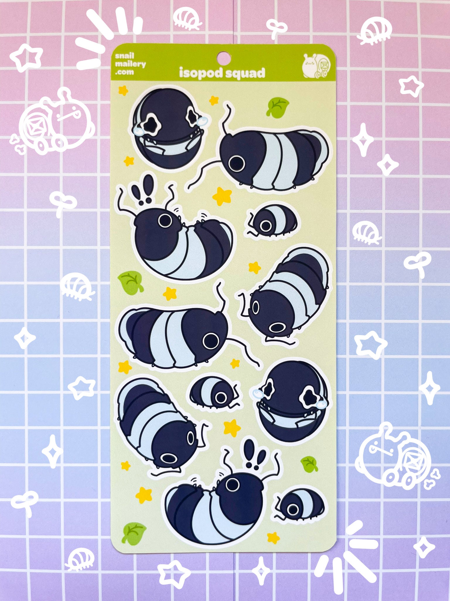 Cute Panda King Isopod Bug Forest Stickers Sticker Sheet, Isopod Roly ...