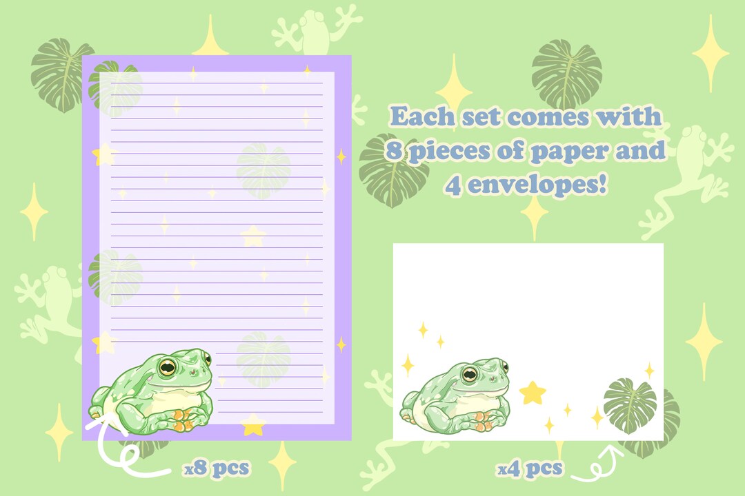 Reptile Stationery A5 Letter Set - Polite Frog - Cute Kawaii Dumpy Frog ...