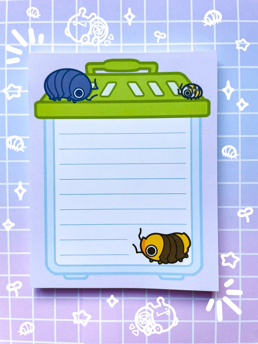 Cute Isopod Bug Keeper Memo Pad, Kawaii Cute Memo Pad, Forest Insect ...