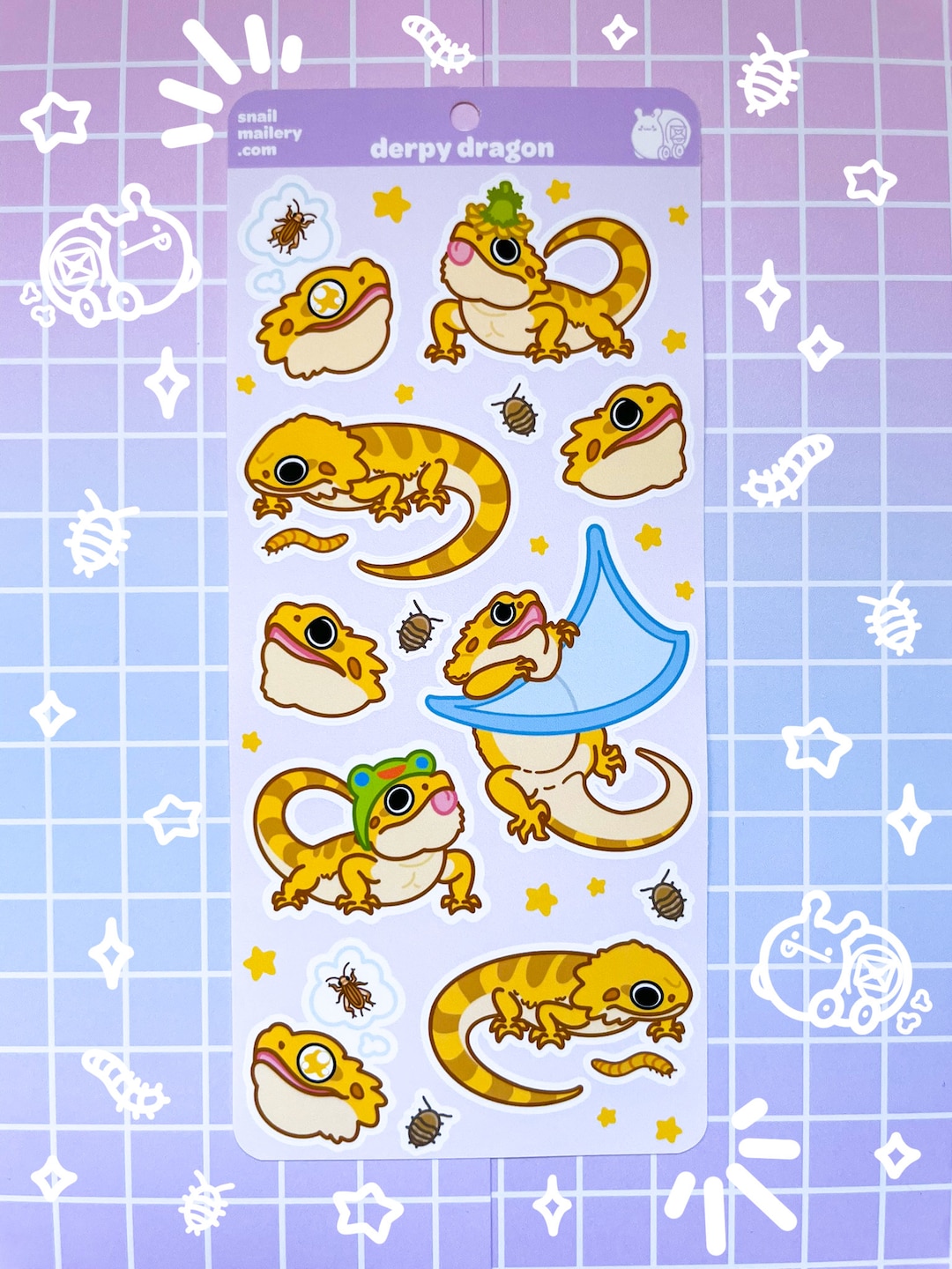 Cute Yellow Bearded Dragon Reptile Lizard Stickers Sticker Sheet ...