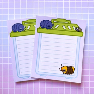 Cute Isopod Bug Keeper Memo Pad, Kawaii Cute Memo Pad, Forest Insect ...