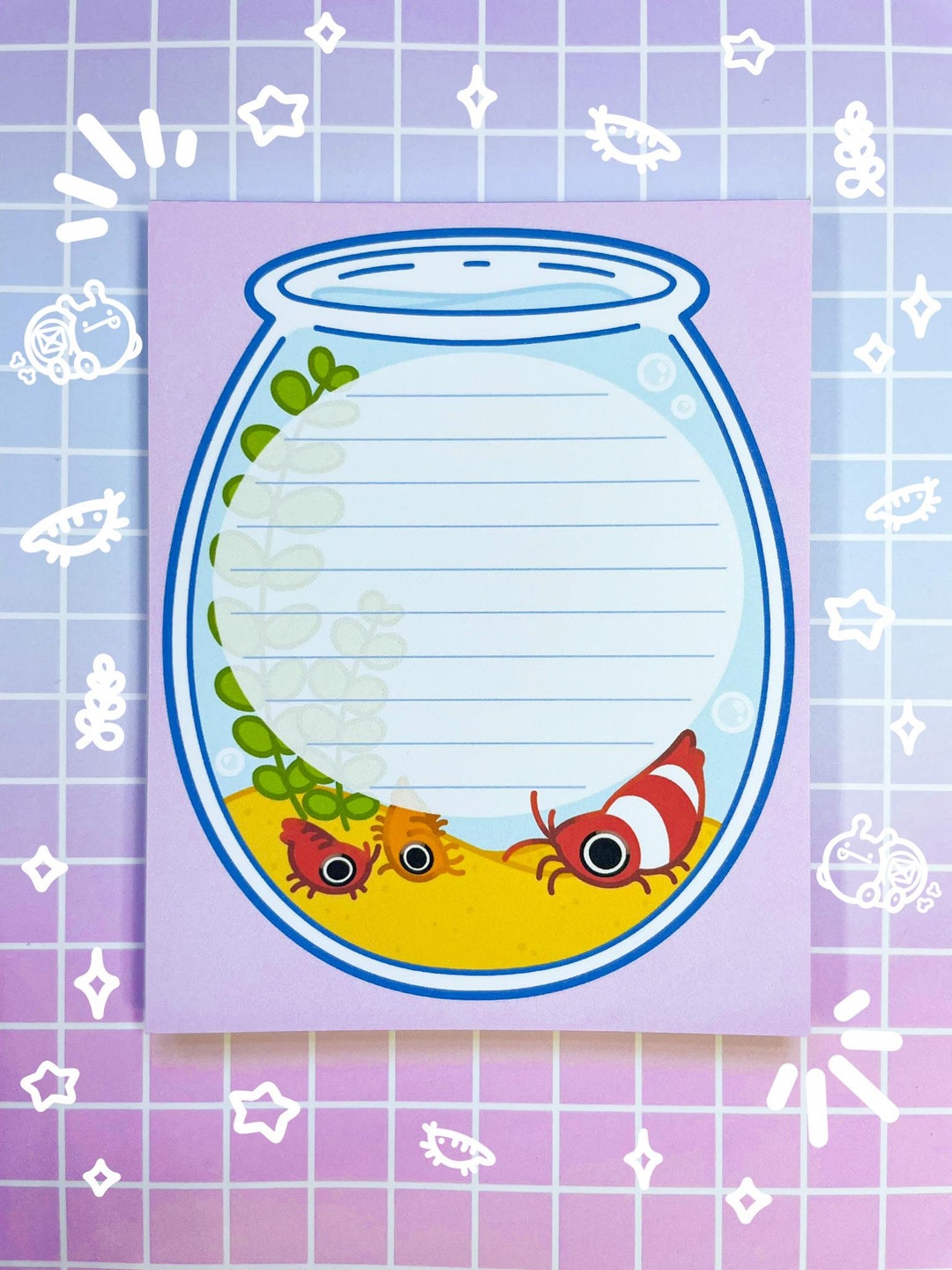 Cute Shrimp Bowl Memo Pad, Shrimps is Bugs, Kawaii Cute Memo Pad ...