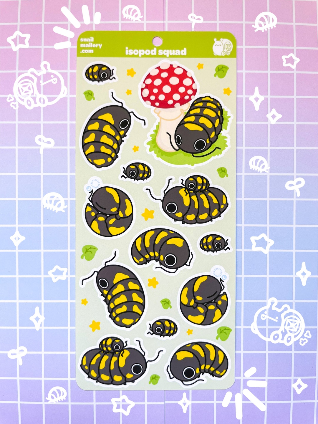 Cute Gestroi Isopod Bug Forest Stickers Sticker Sheet, Isopod Roly Poly ...