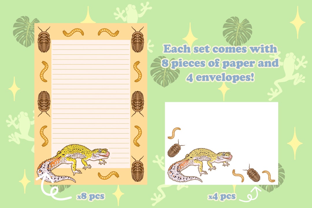 Reptile Stationery A5 Letter Set - Leopard Gecko - Cute Kawaii Lizard ...