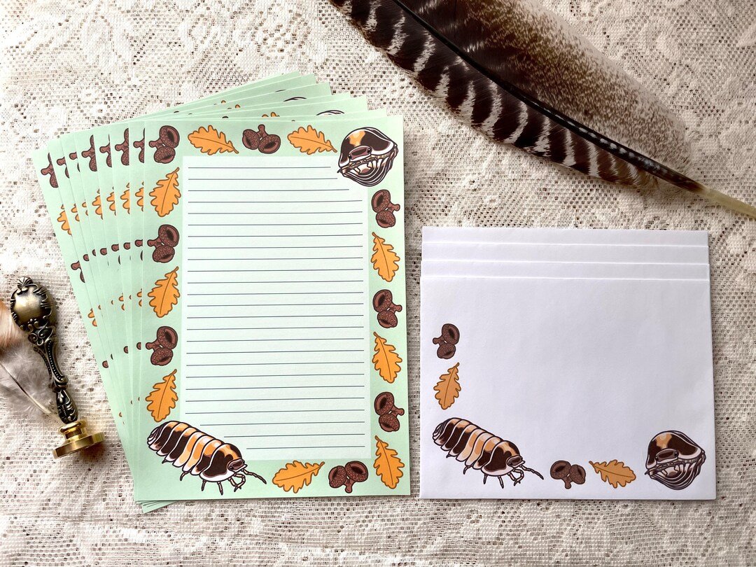 Isopod Stationery A5 Letter Set - Cappuccino Isopod - Cute Kawaii Cottagecore Forest Bug Themed ...