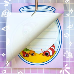 Cute Shrimp Bowl Memo Pad, Shrimps is Bugs, Kawaii Cute Memo Pad, Aquarium Fish Notepad, Chibi ...
