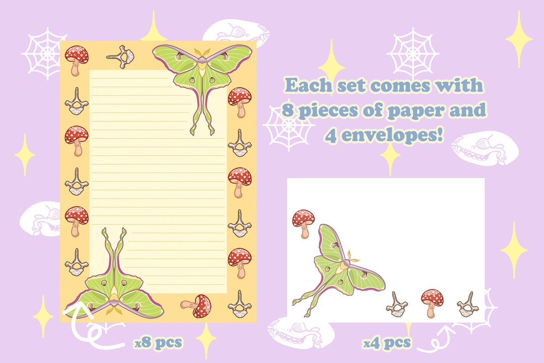 Oddities Stationery A5 Letter Set - Luna Moth With Mushrooms - Cute ...