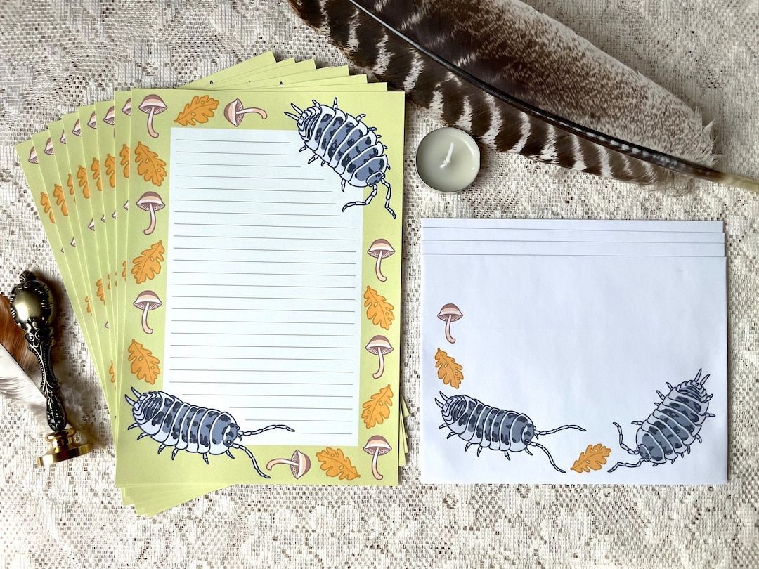 Isopod Stationery A5 Letter Set - Dairy Cow Mushrooms Isopod - Cute Kawaii Cottagecore Forest ...