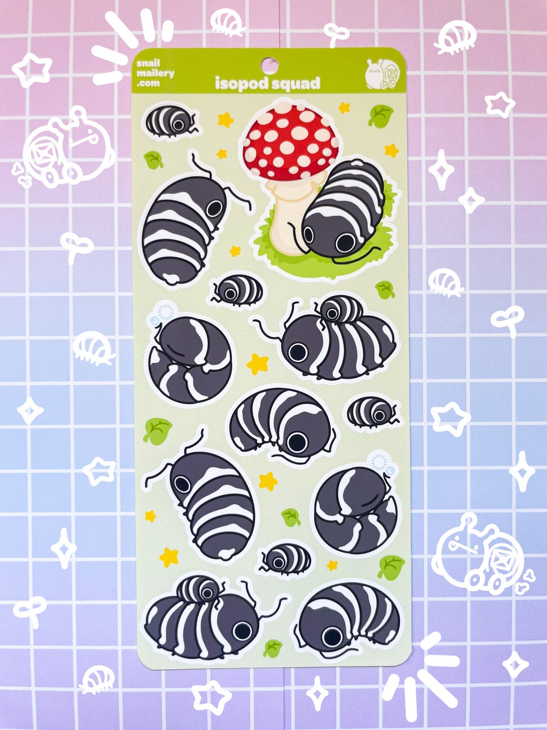 Cute Zebra Striped Isopod Bug Forest Stickers Sticker Sheet, Isopod ...