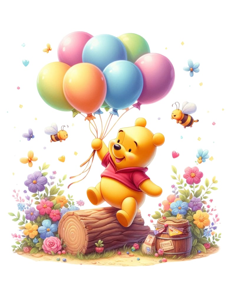 Winnie the Pooh Birthday Png .set of 7 High Resolution Images. Instant ...