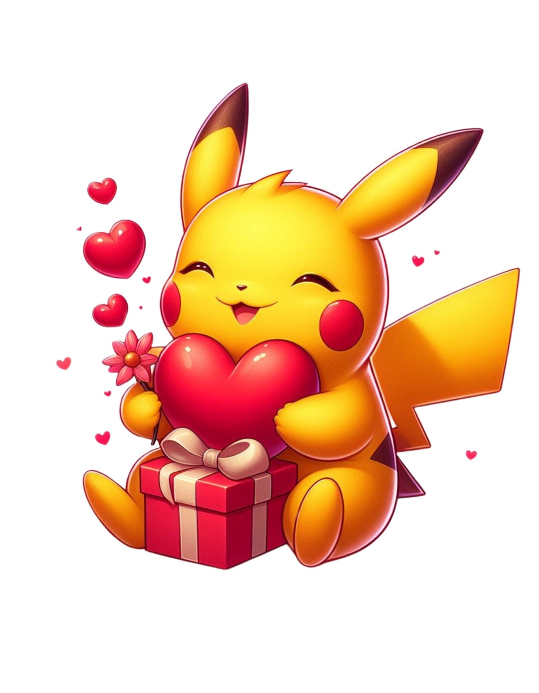 Pikachu on Valentine's Day. Set of 6 Cute Images. Instant Download. Png ...