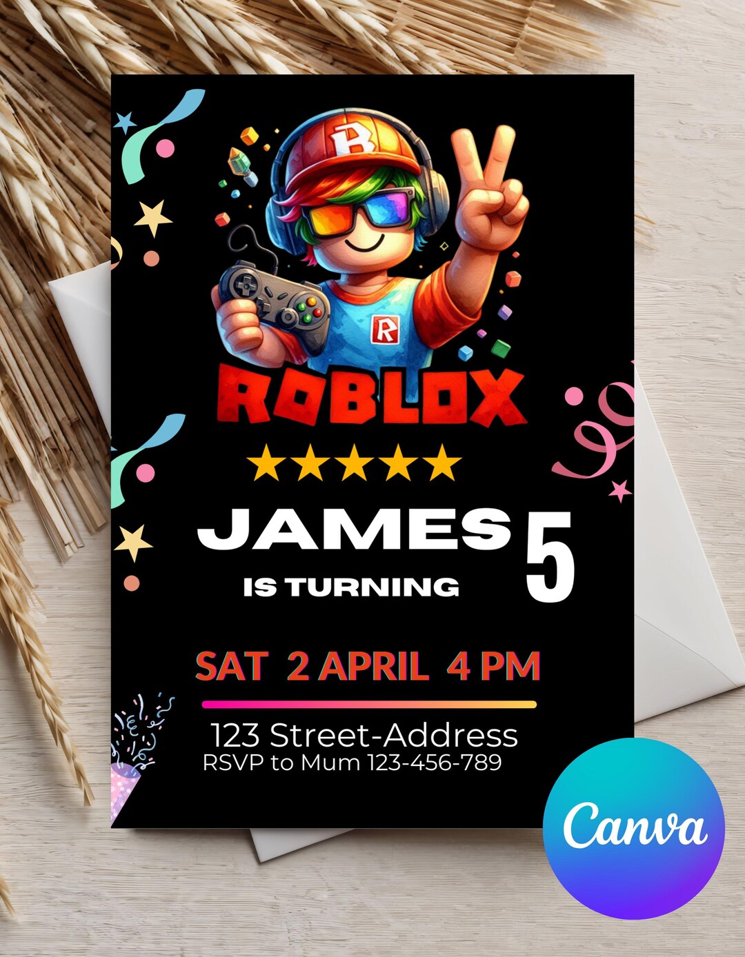 Editable Roblox Invitation, Roblox Boys Birthday Invitation Template ...