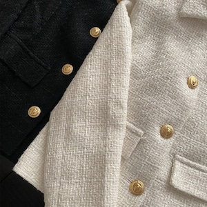 Beige Tweed Jacket Women, White Tweed Blazer Women, Tweed Short Coat ...