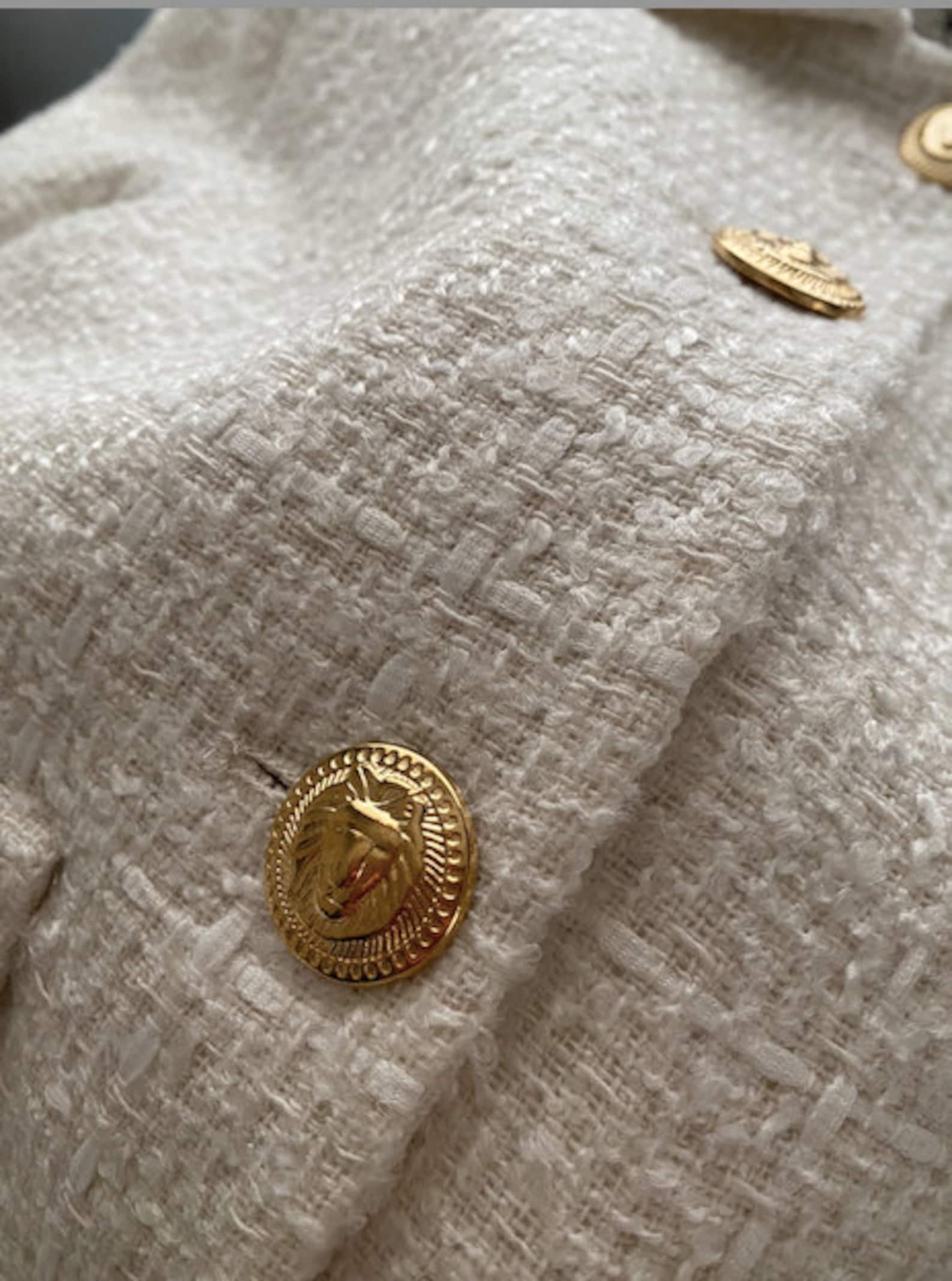 Beige Tweed Jacket Women, White Tweed Blazer Women, Tweed Short Coat ...