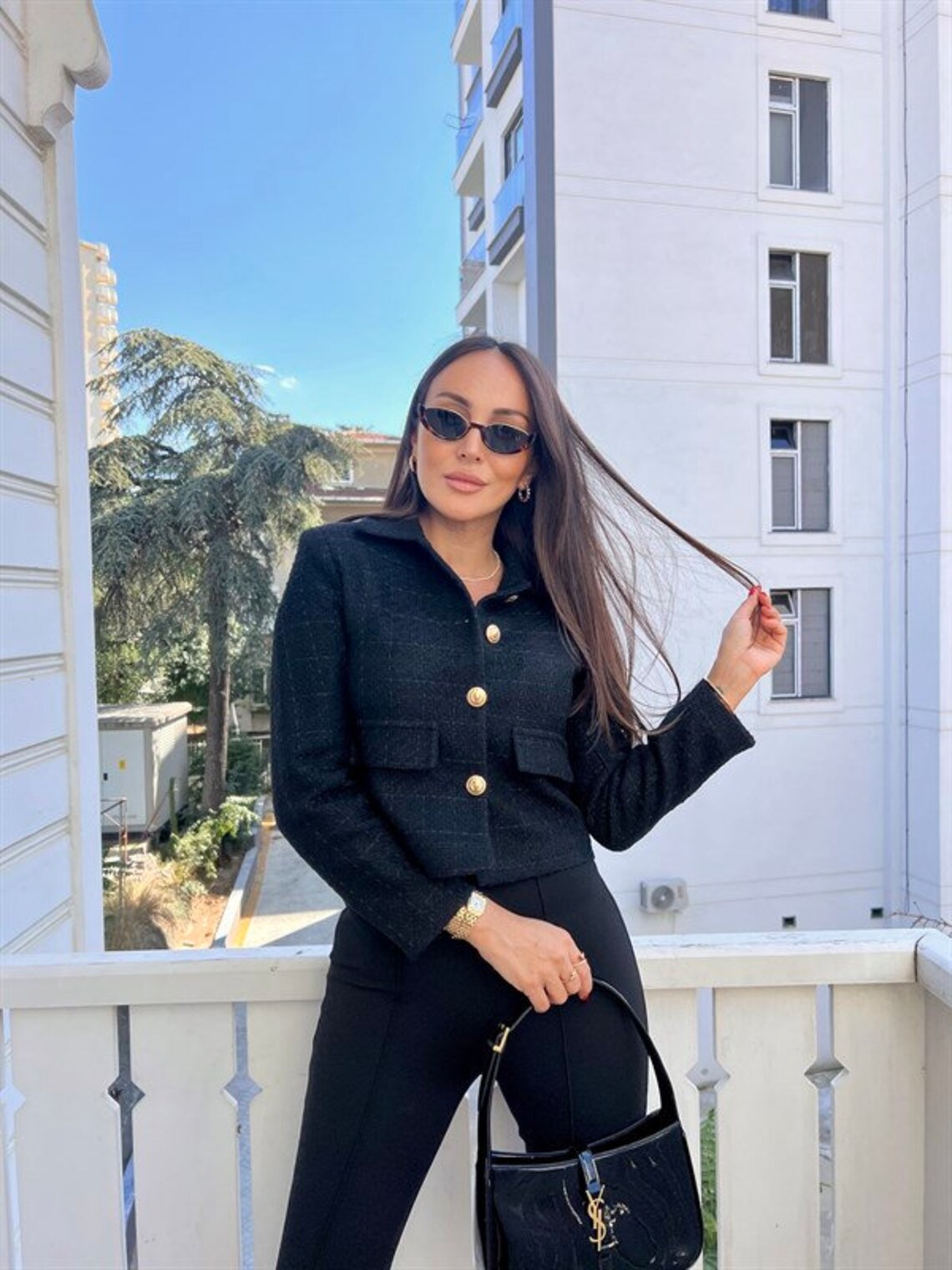 Black Tweed Jacket Women, Tweed Blazer Women, Tweed Short Coat Jacket ...