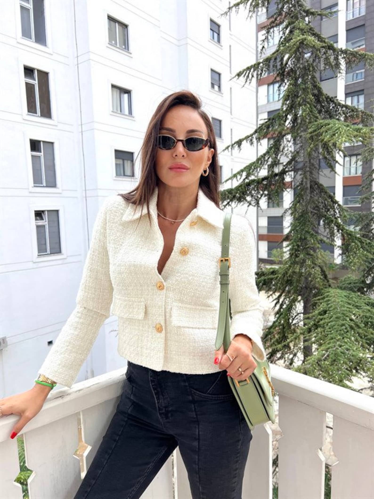 Beige Tweed Jacket Women, White Tweed Blazer Women, Tweed Short Coat ...