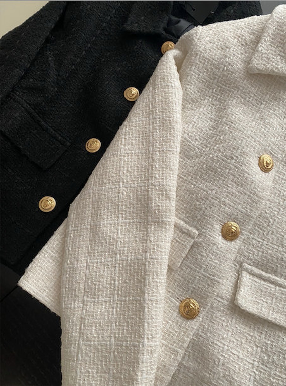 Black Tweed Jacket Women, Tweed Blazer Women, Tweed Short Coat Jacket ...