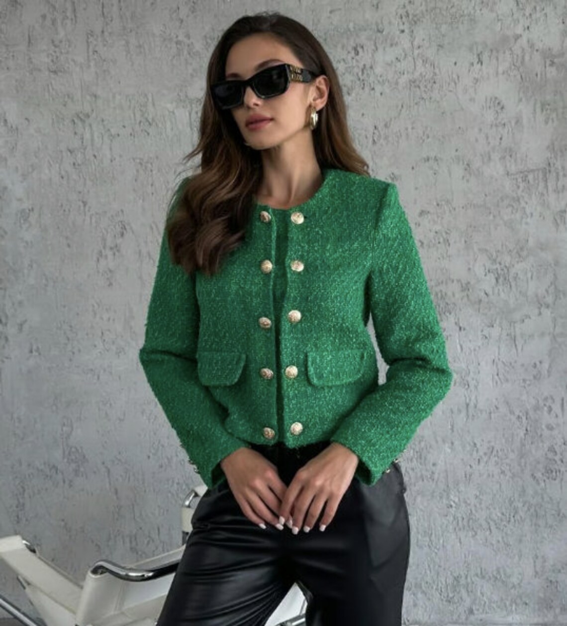 Green Tweed Jacket Women, Blue Tweed Blazer Women, Boucle Jacket ,wool ...