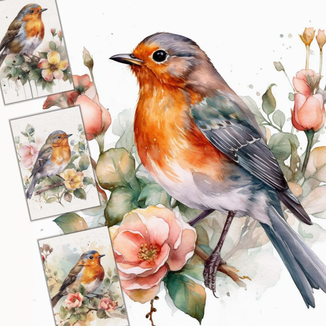 Robin Clipart Watercolor Clipart Jpgs Set of 12 Digital Download ...