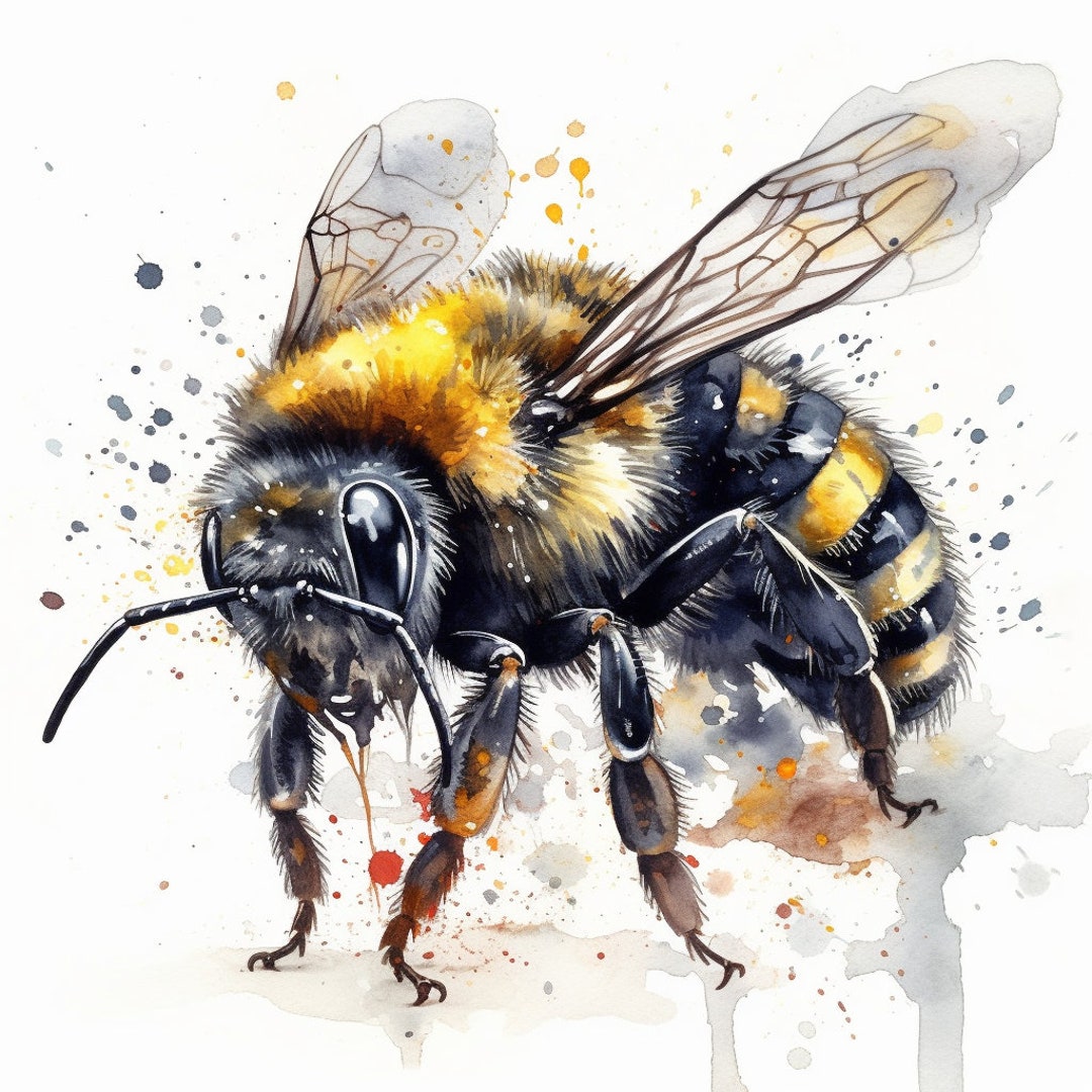 Bumblebee Clipart, Watercolor Clipart Jpgs - Set of 12 Digital Download ...