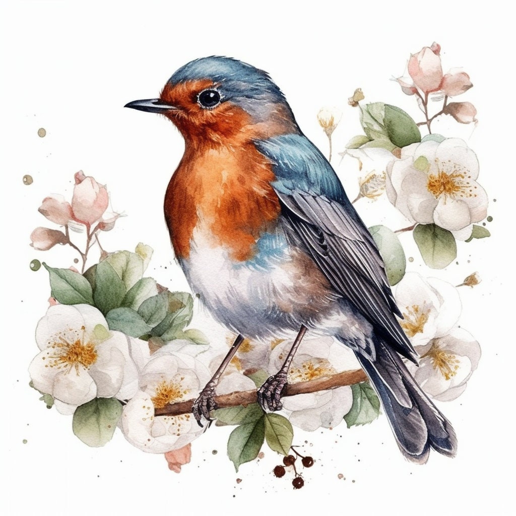 Robin Clipart Watercolor Clipart Jpgs Set of 12 Digital Download ...