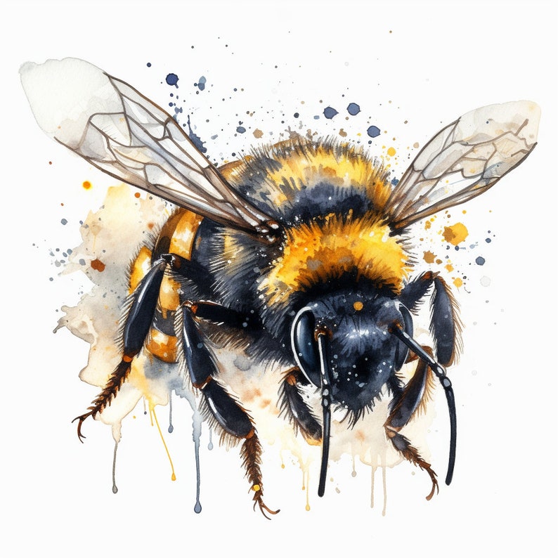 Bumblebee Clipart Watercolor Clipart Jpgs Set of 12 Digital - Etsy