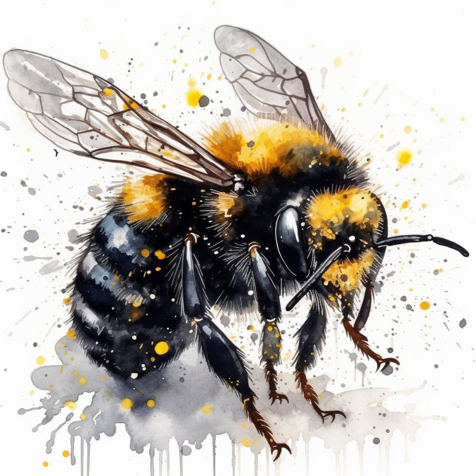 Bumblebee Clipart, Watercolor Clipart Jpgs - Set of 12 Digital Download ...