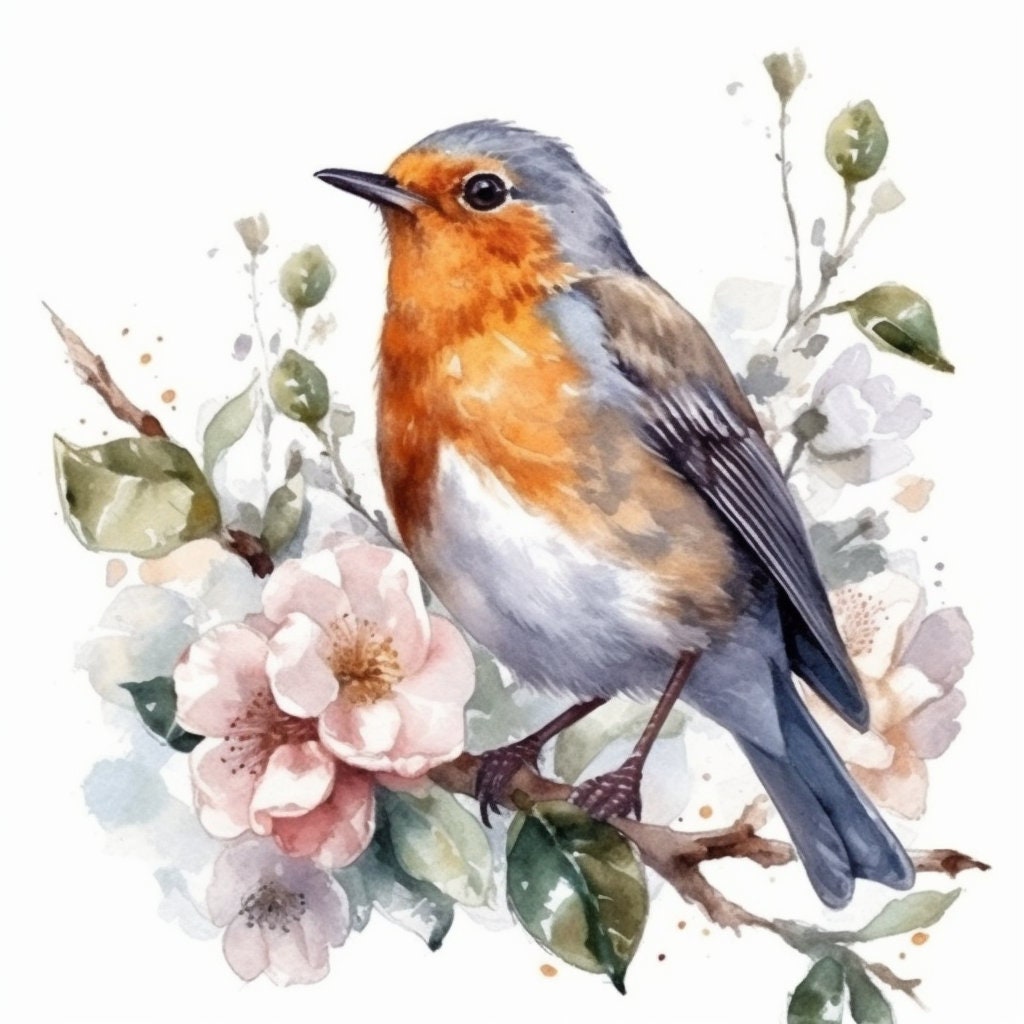 Robin Clipart Watercolor Clipart Jpgs Set of 12 Digital Download ...