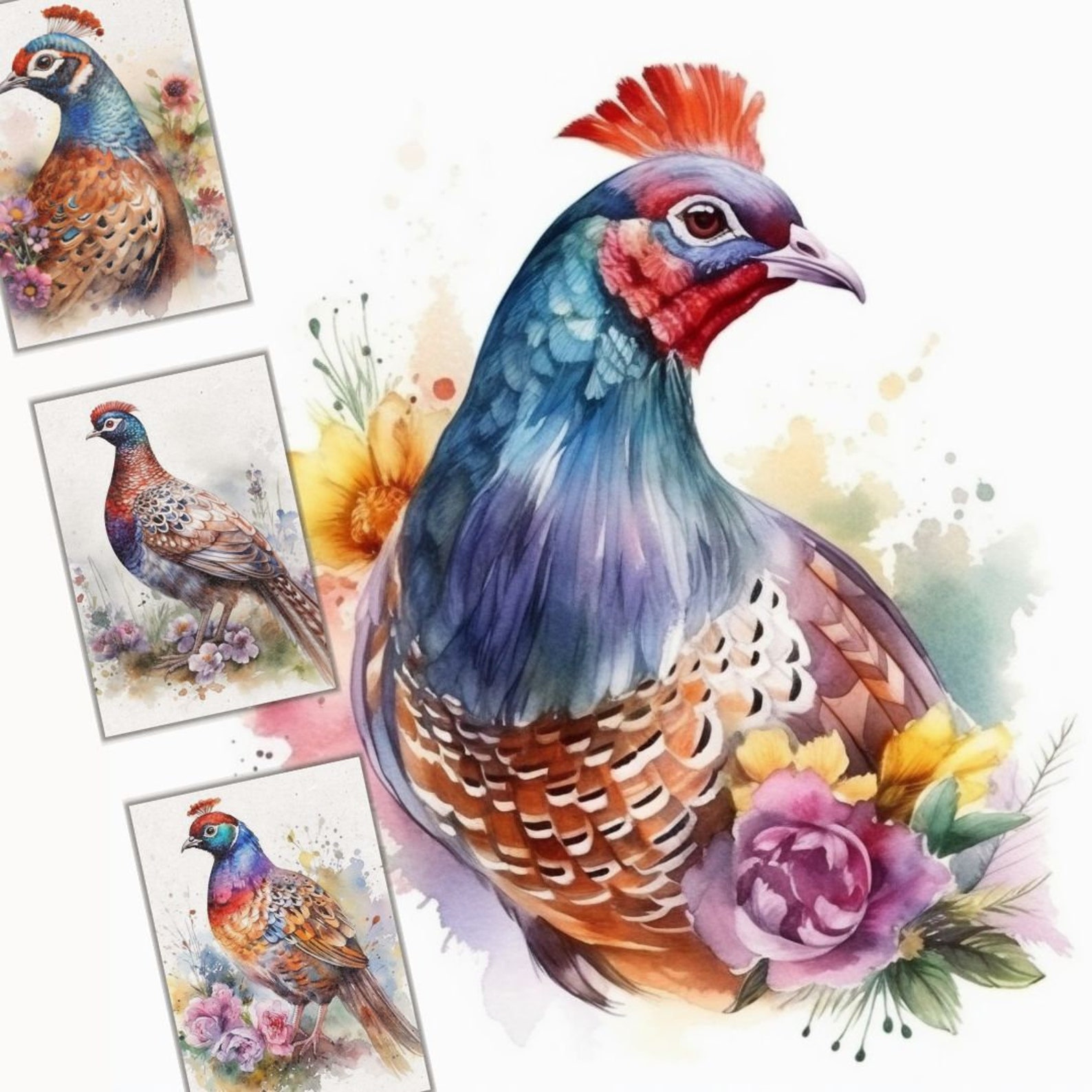 Grouse Clipart - Watercolor Clipart Jpgs - Set of 12 Digital Download ...