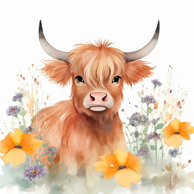 Highland Cow Clipart, 12 Transparent PNG Images ,watercolor Clipart ...