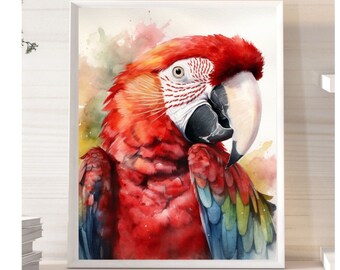 Scarlet Macaw Bird Art Print Avian Watercolors - Etsy