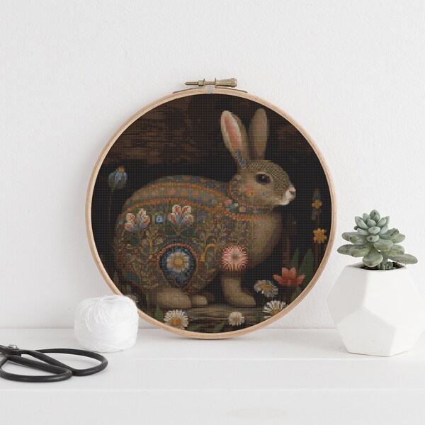Rabbit Cross Stitch - Etsy