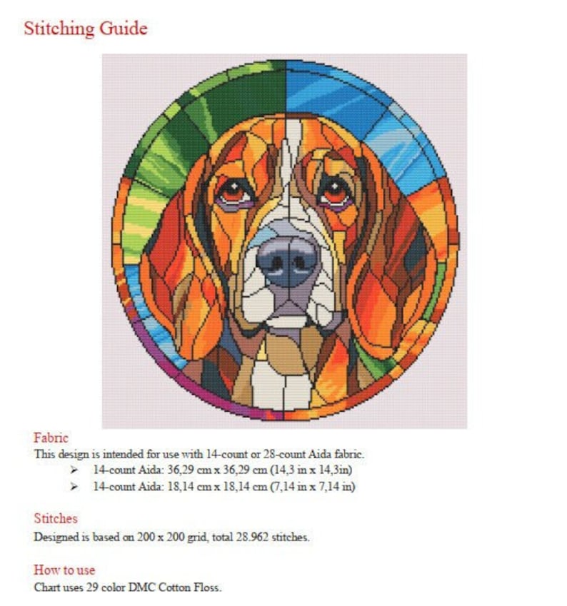 Stained Glass Dogs Cross Stitch Pattern Beagle Pattern - Etsy