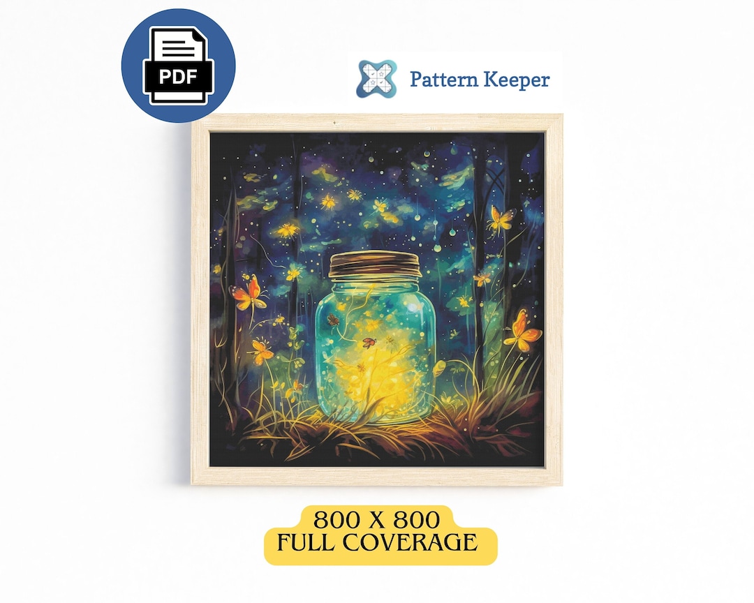 Magical Fireflies Cross Stitch Chart, Firefly Lantern Needlepoint ...