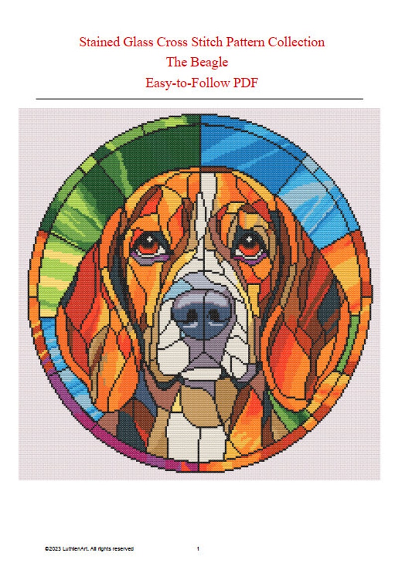 Stained Glass Dogs Cross Stitch Pattern Beagle Pattern - Etsy