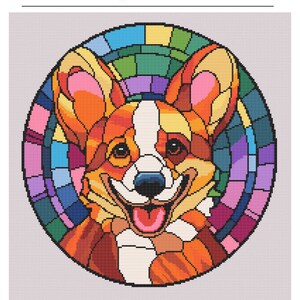 Stained Glass Dogs Cross Stitch Pattern, Corgi , Pattern Keeper ...