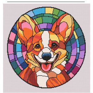 Stained Glass Dogs Cross Stitch Pattern, Corgi , Pattern Keeper ...
