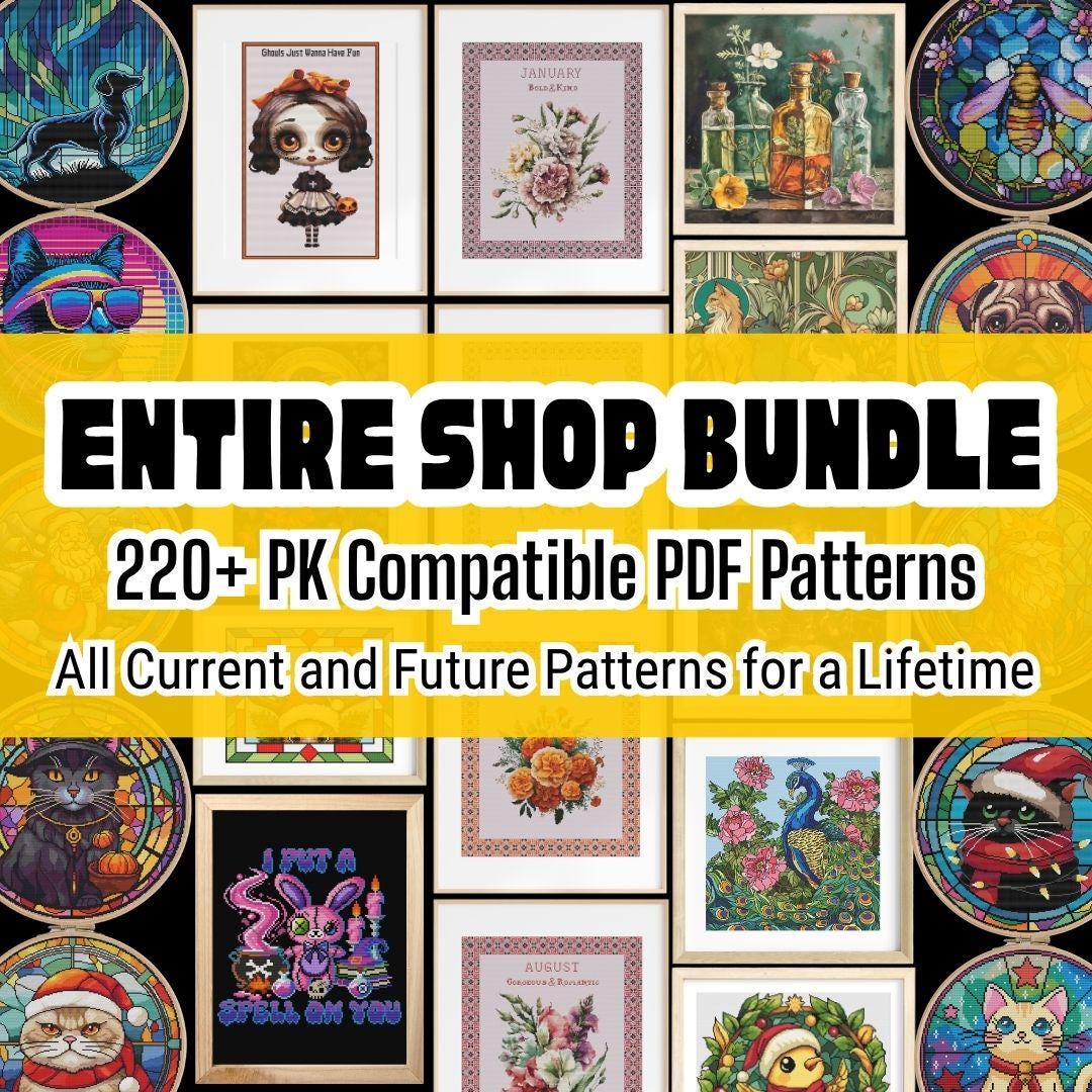 Entire Shop Bundle Cross Stitch Pattern Lifetime Access, Present and ...