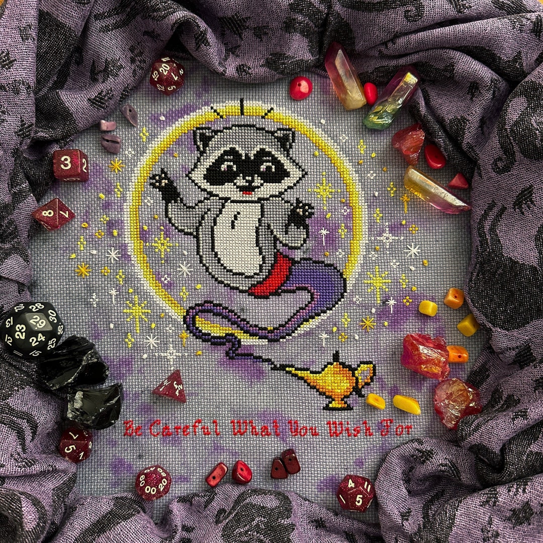 Raccoon Cross Stitch Pattern, Raccoon Wish Maker, Genie Cross Stitch ...