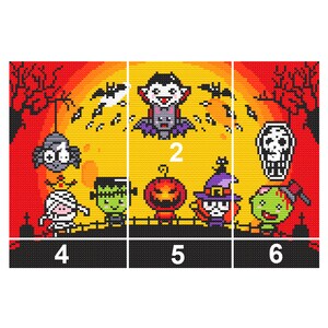 Mini Monster Mash Halloween Cross Stitch Pattern, Mini Fun Halloween ...