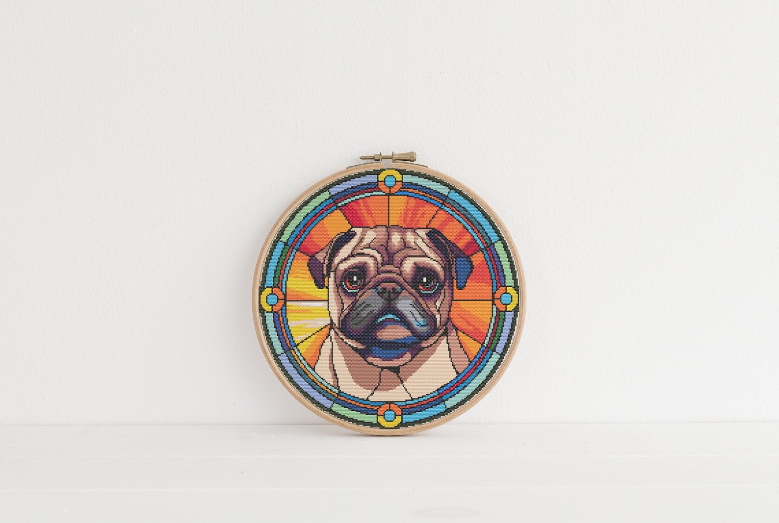 Stained Glass Pug Cross Stitch Pattern, Dog Cross Stitch Pattern ...