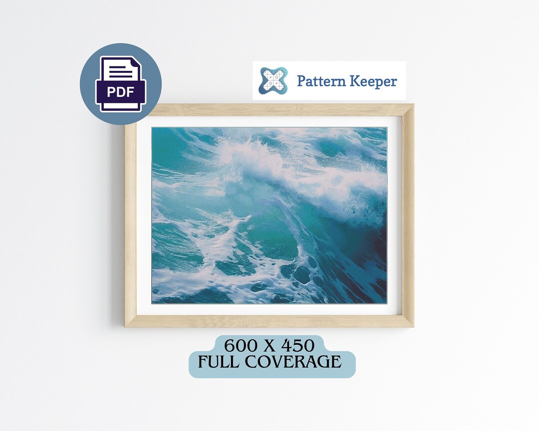 Foamy Ocean Waves Cross Stitch Chart, Sea Cross Stitch Pattern, Modern ...