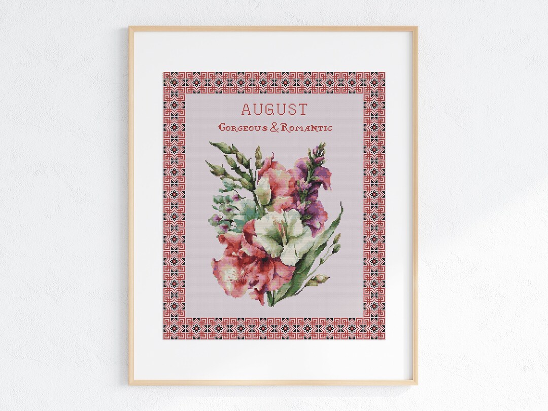 Vintage August Birth Month Flower Cross Stitch Pattern, Gladiolus X ...