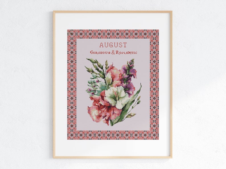 Vintage August Birth Month Flower Cross Stitch Pattern - Etsy