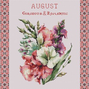 Vintage August Birth Month Flower Cross Stitch Pattern, Gladiolus X ...